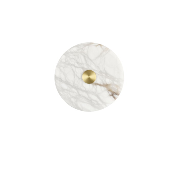 Calibo Bower Modern Alabaster Stone 250mm Round Wall Light - Brass ...