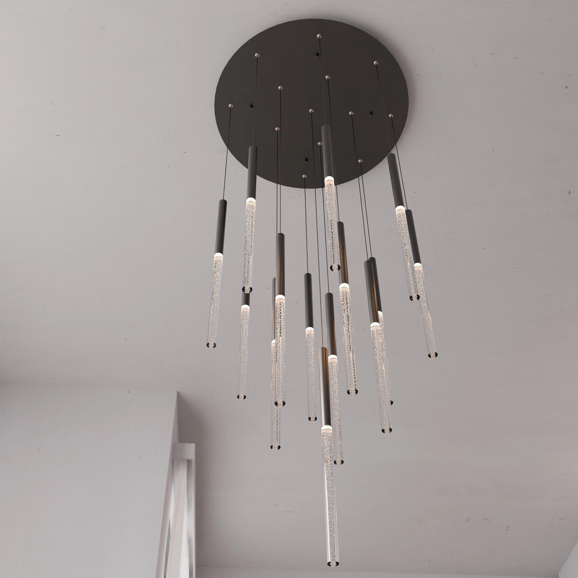 Calibo Rhea 14 Light Pencil Drop LED Pendant - Black – The Lighting Point