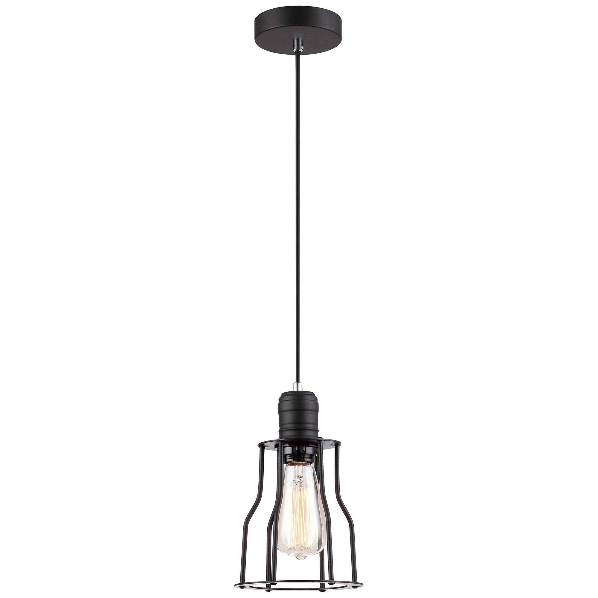 Blackband Iron Caged Pendant Light, Funnel, Black – The Lighting Point