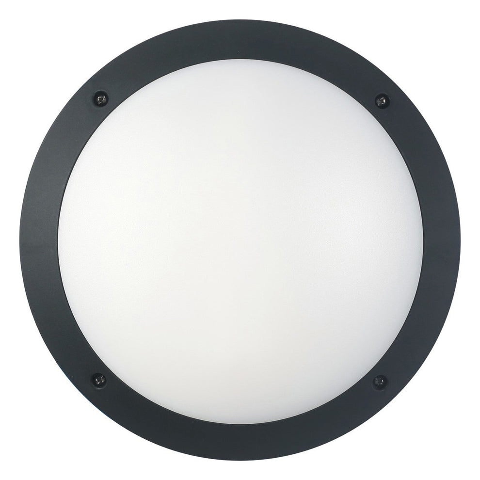 Prestons IP66 Exterior Plain LED Bunker Wall Light, Round, Black – The ...
